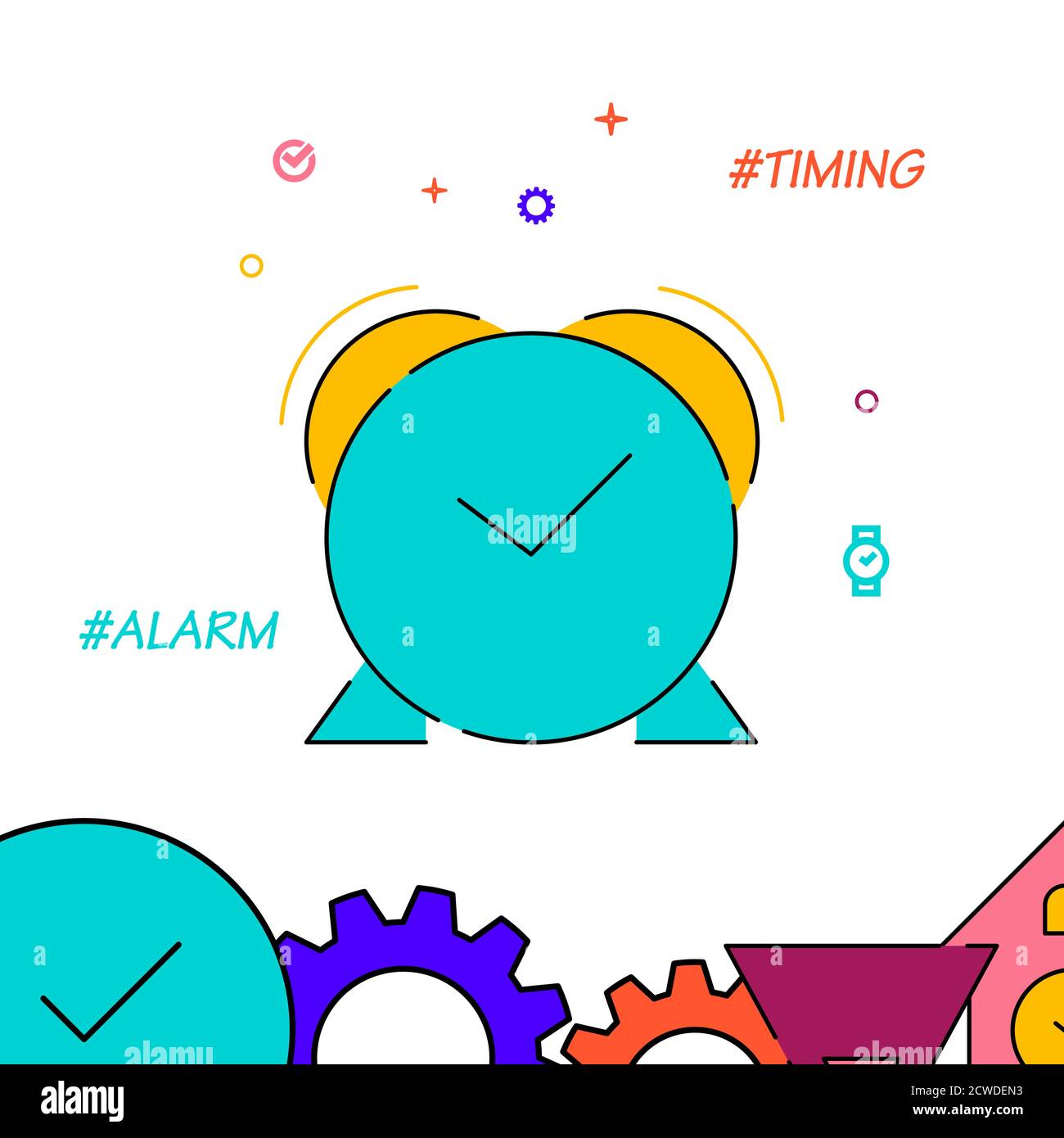 Alarm clock filled line icon, simple illustration Stock Vector Image ...