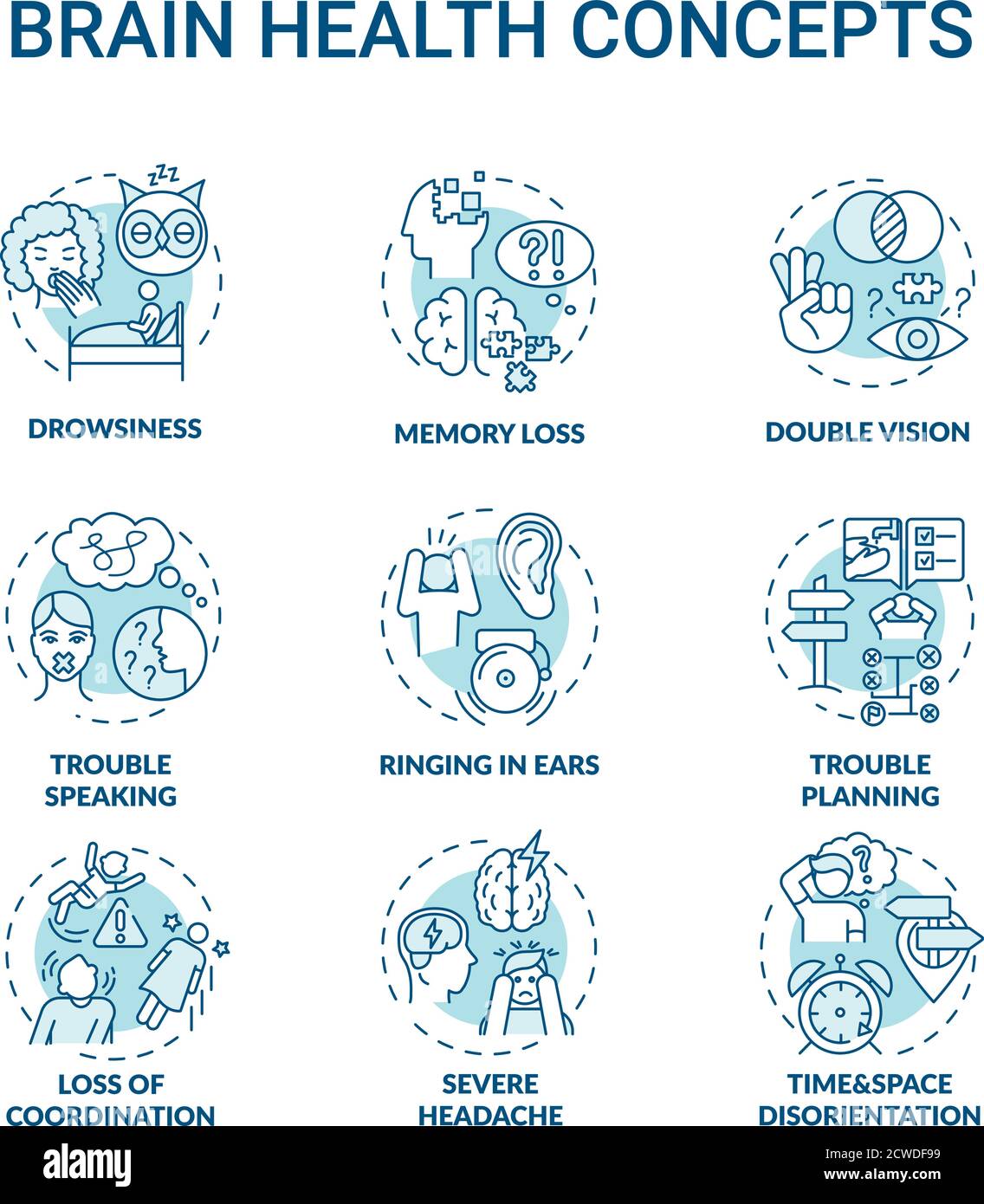 Brain health turquoise concept icons set Stock Vector Image & Art - Alamy