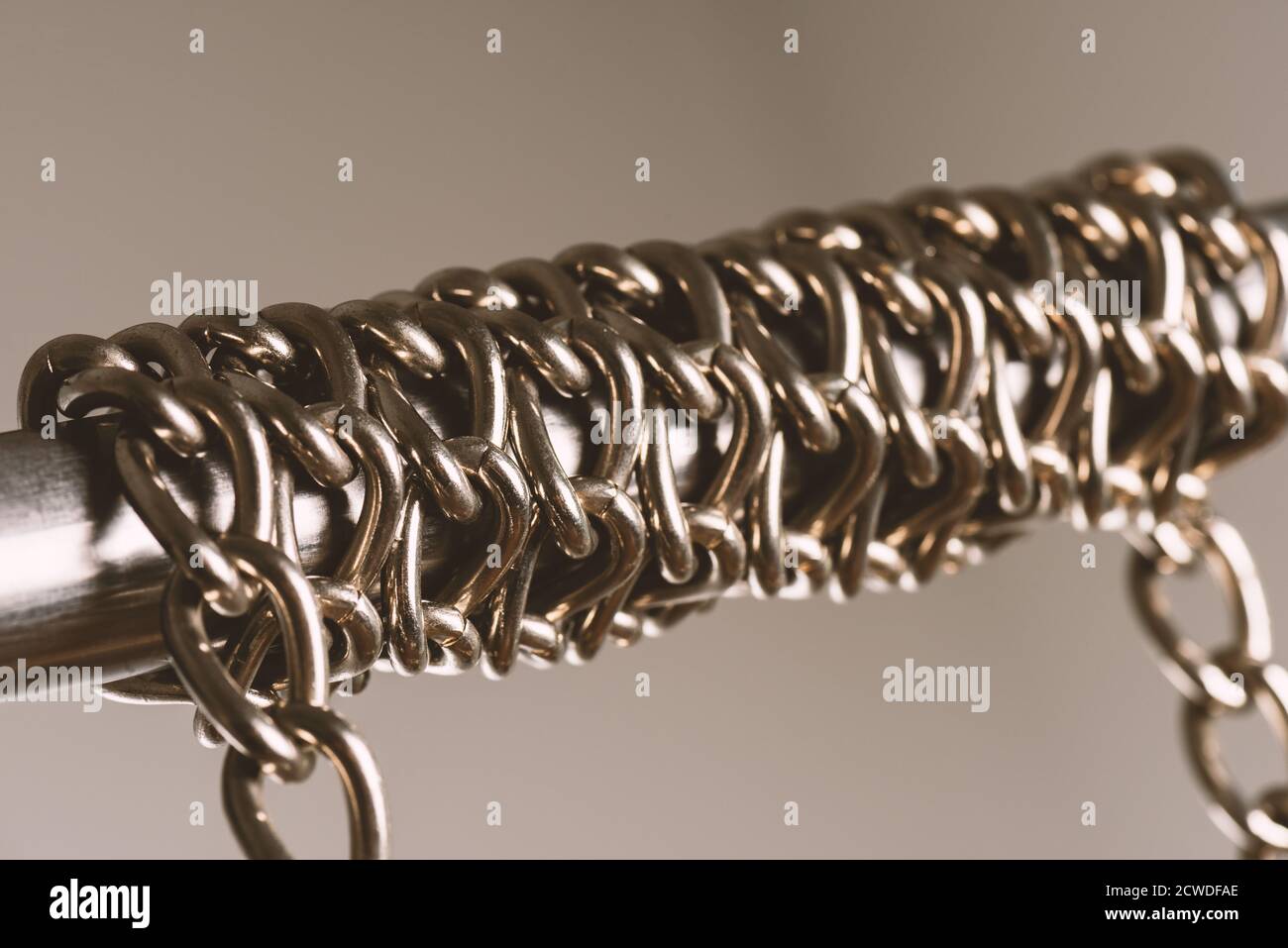 abstract stainless steel chain on the metal bar Stock Photo - Alamy