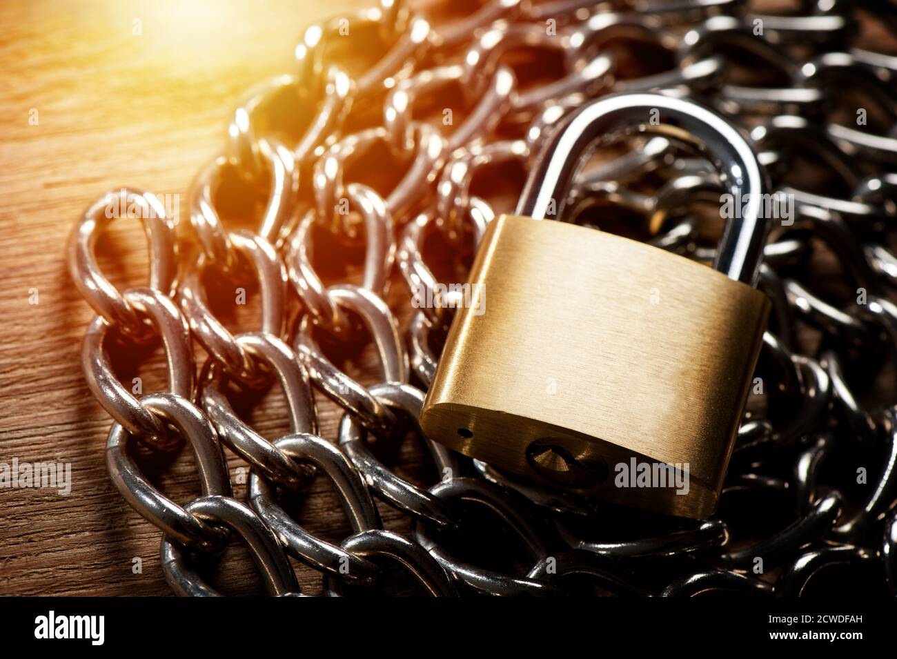 closeup stainless steel chain and padlock, security concept Stock Photo ...