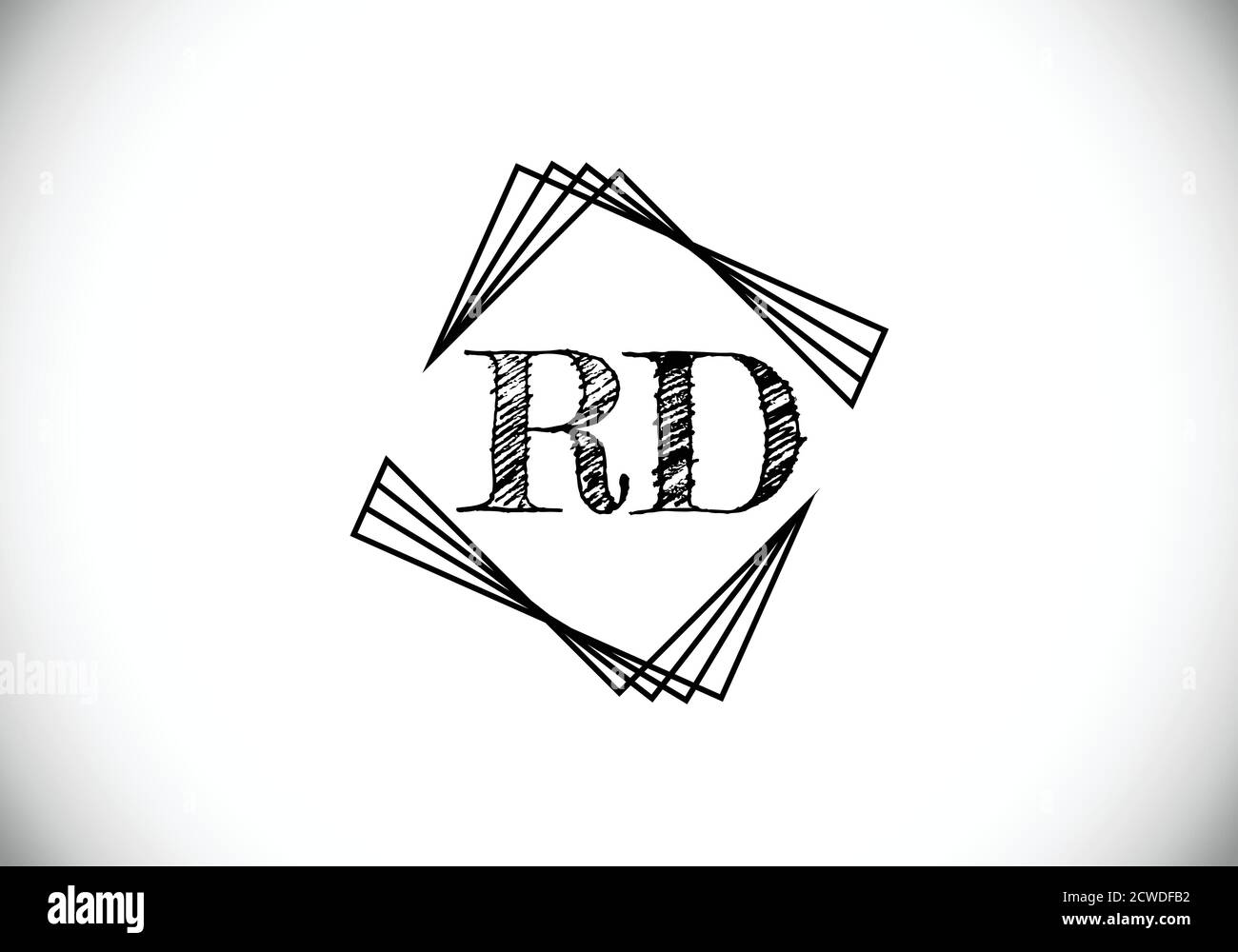 Initial Monogram Letter R D Logo Design Vector Template. R D Letter ...