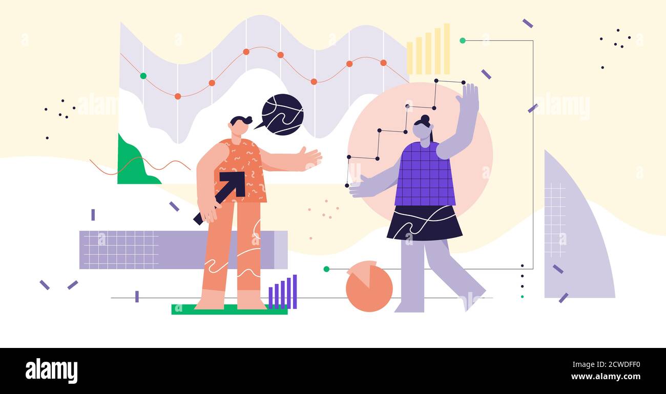 Data analysis abstract concept cyberspace,flat vector illustration.Team ...