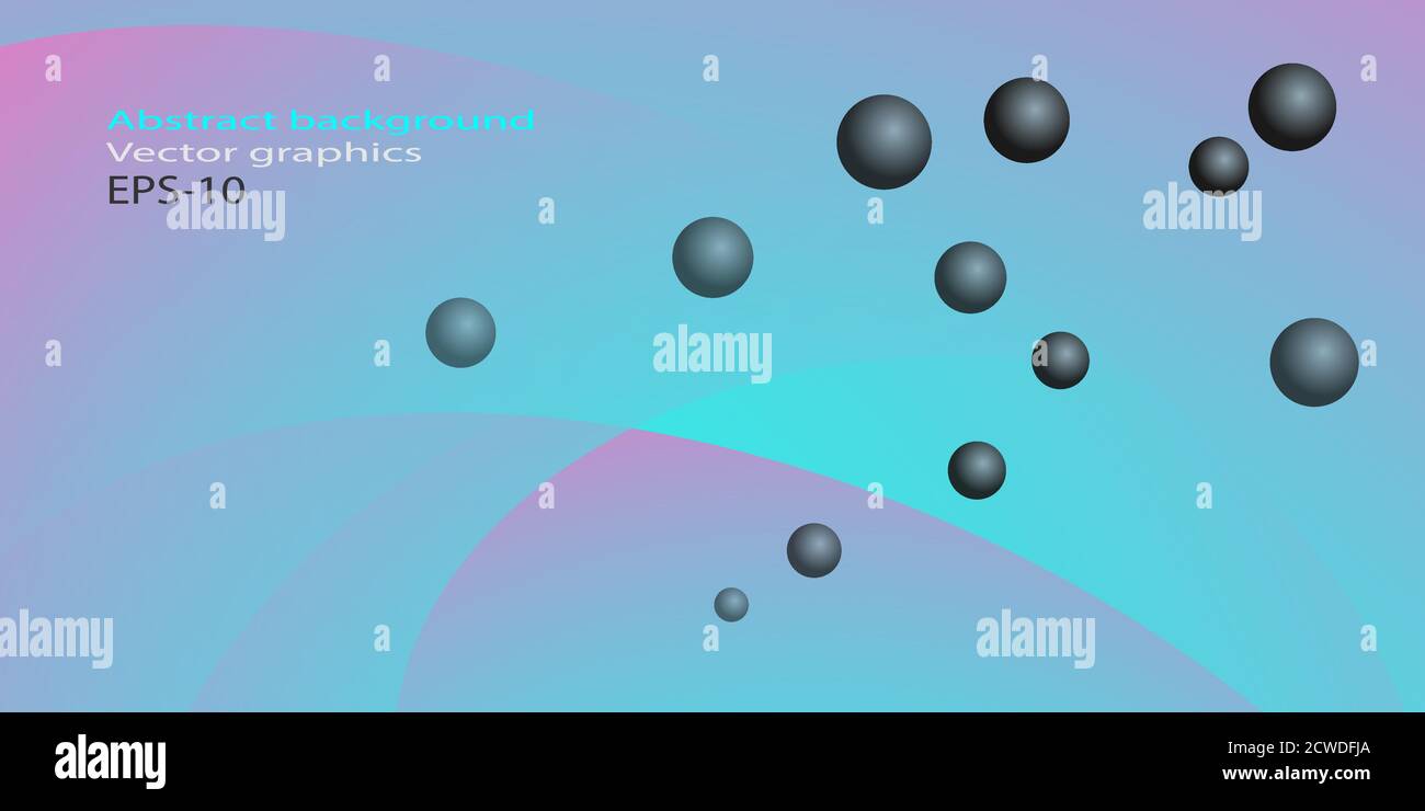 Gradient background with balls. Flying balls. Business card. Abstract ...
