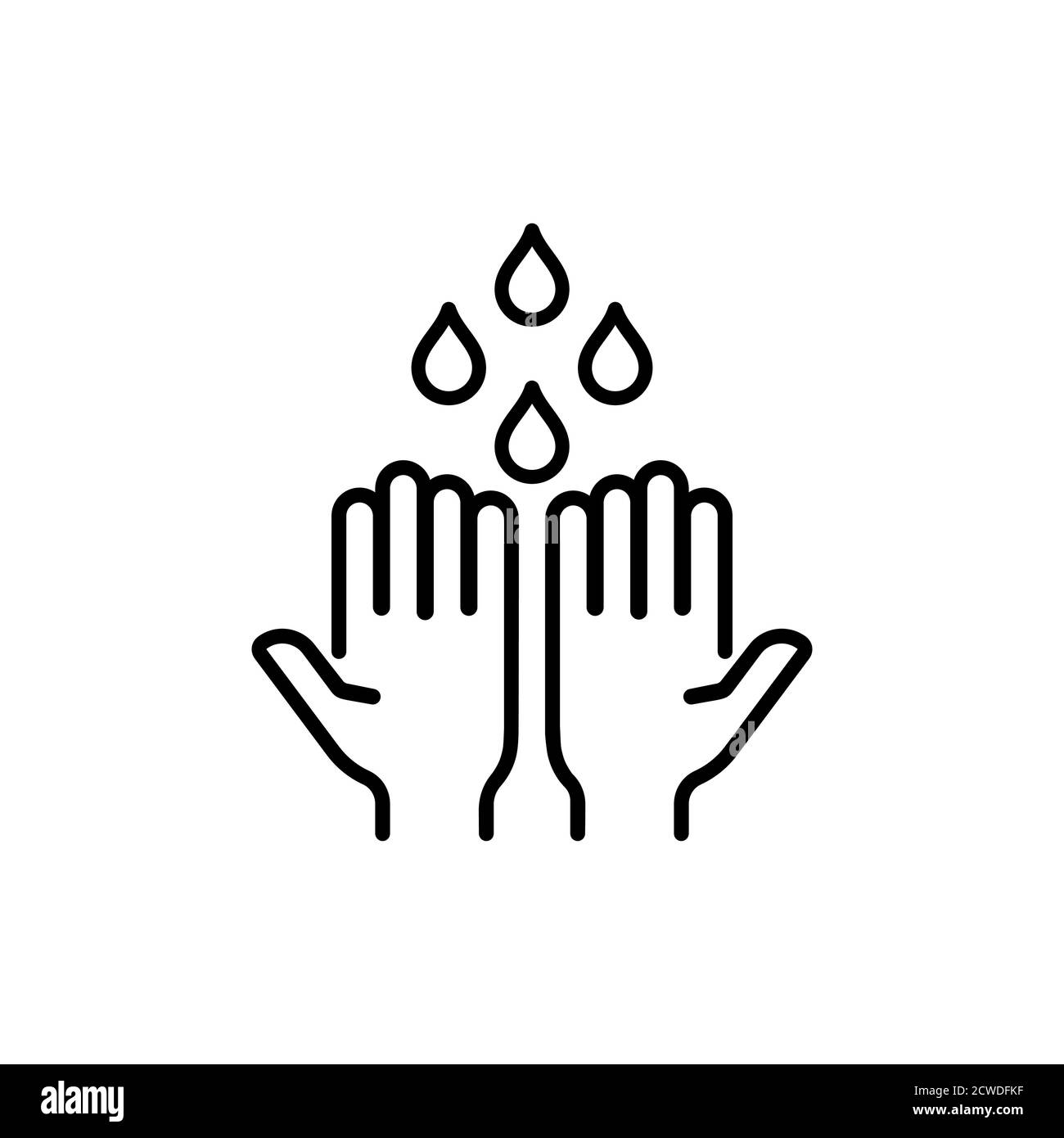 Wash hands icon in black. Vector on isolated white background. EPS 10 ...
