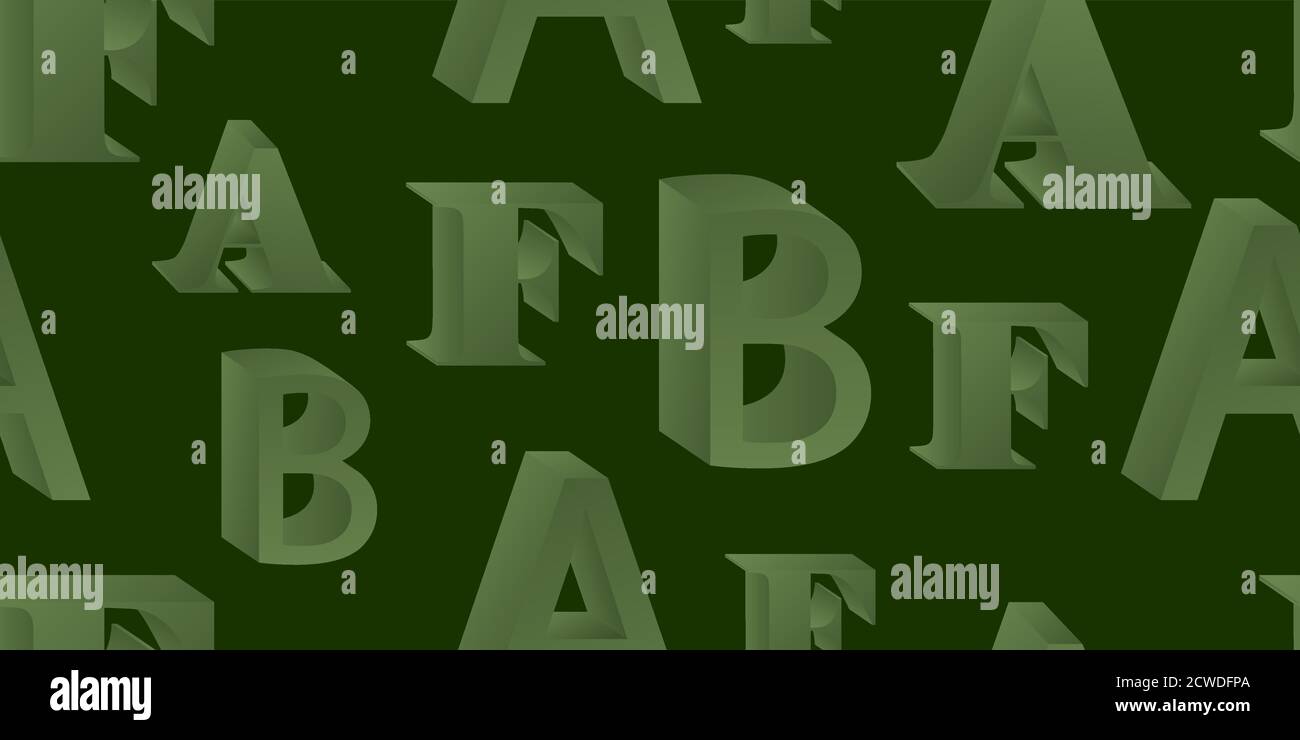 Seamless background of 3D letters. Vector illustration. Scattered ...