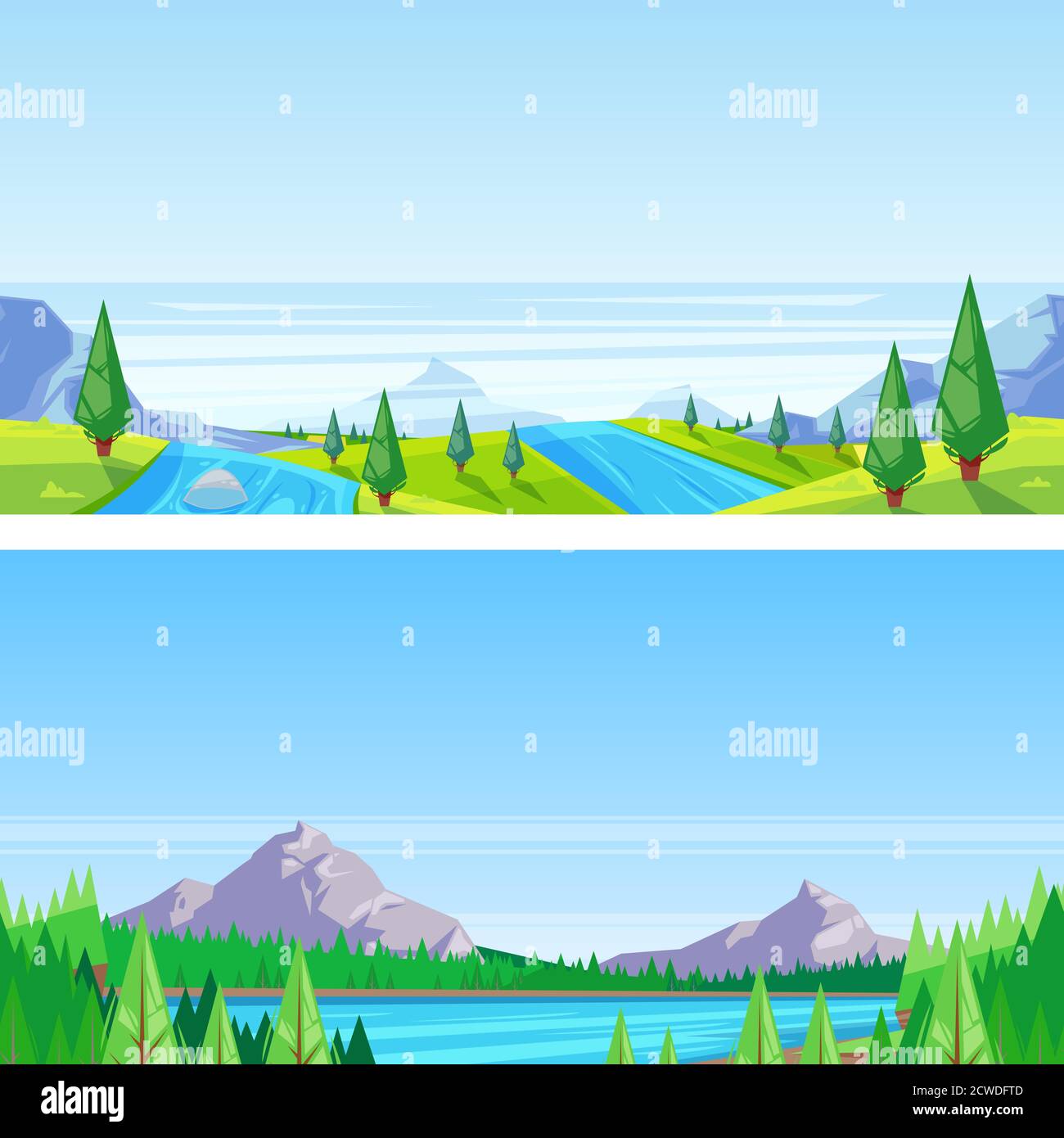 Seamless horizontal landscape background. Vector illustration of ...