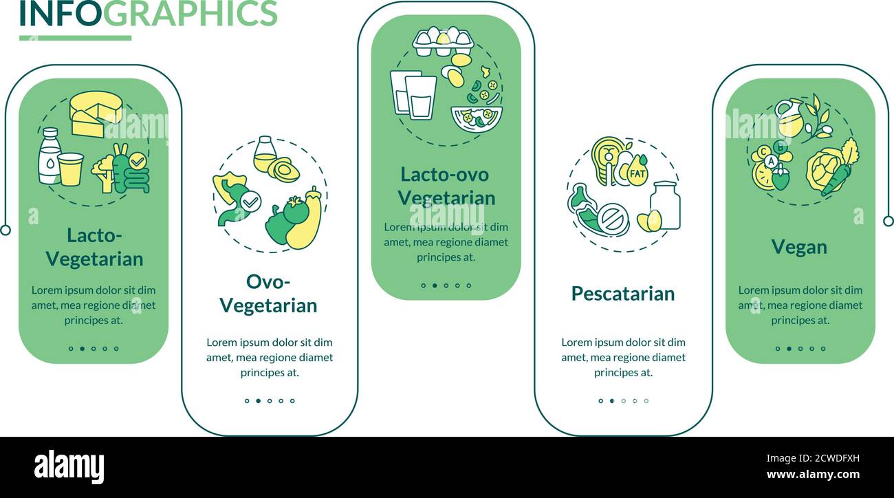 Types of vegetarian diets vector infographic template Stock Vector ...