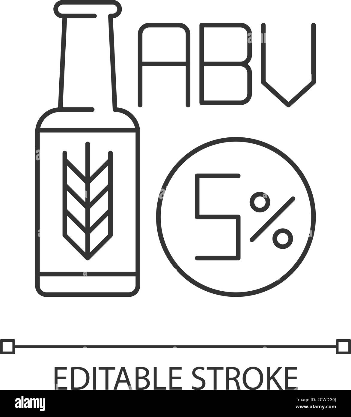 Alcohol by volume pixel perfect linear icon Stock Vector Image & Art ...