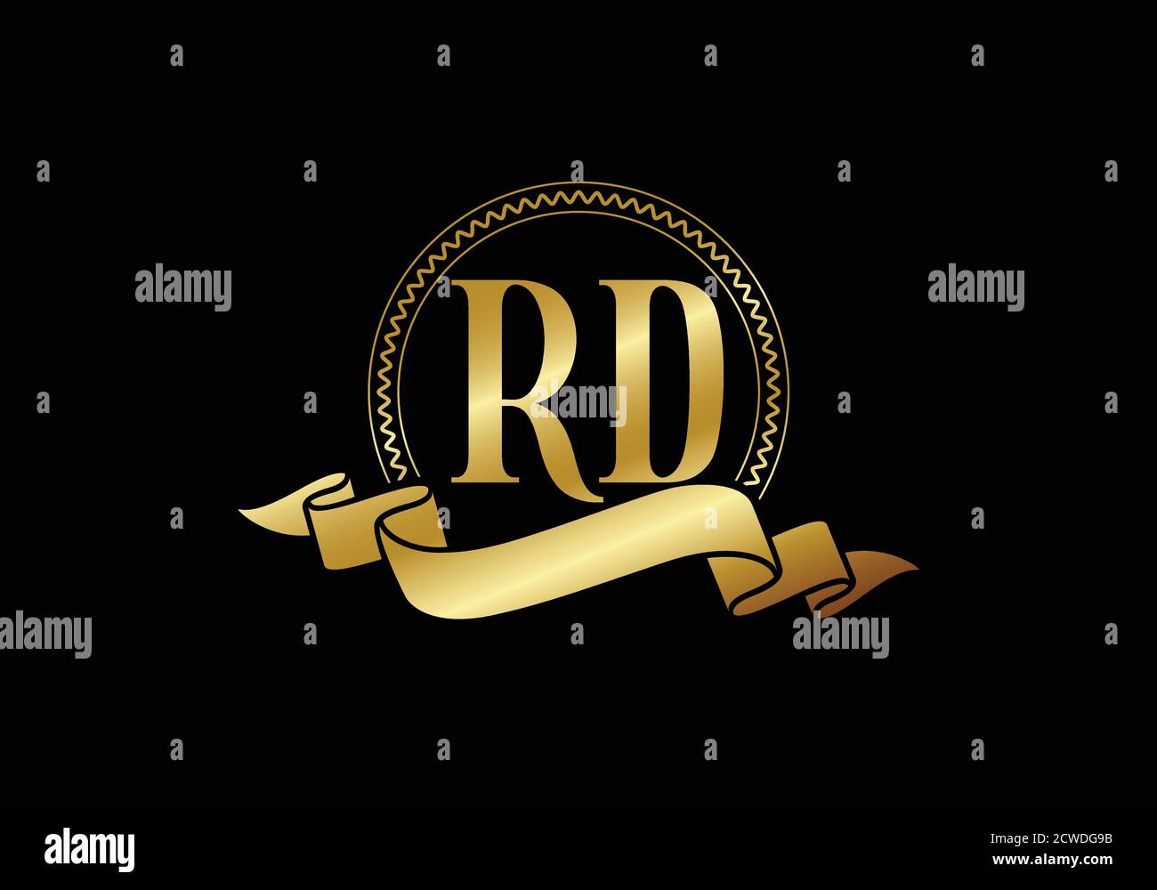 Initial Monogram Letter R D Logo Design Vector Template. R D Letter ...