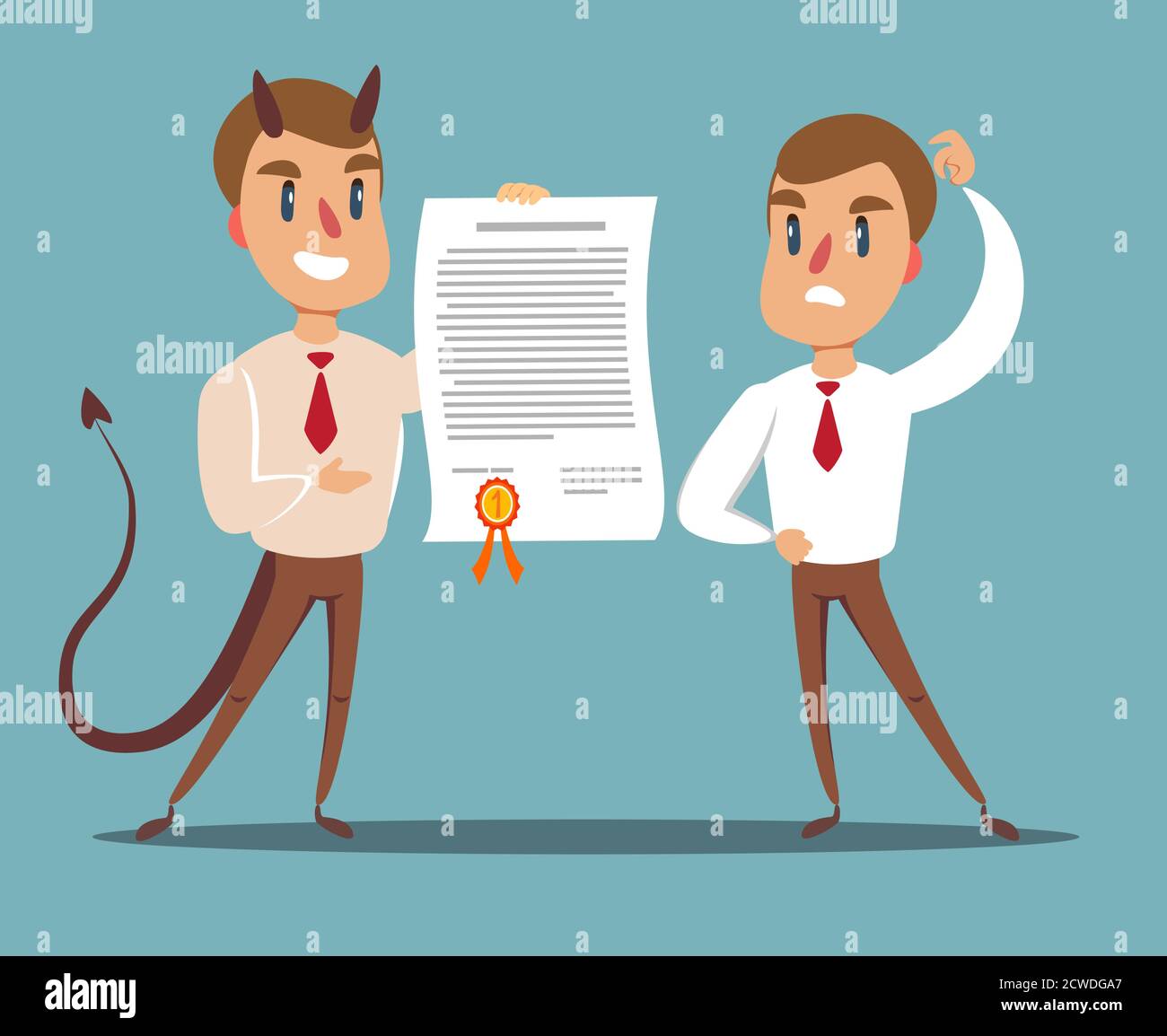 Evil businessman offering contract. Devil's contract Stock Vector Image ...