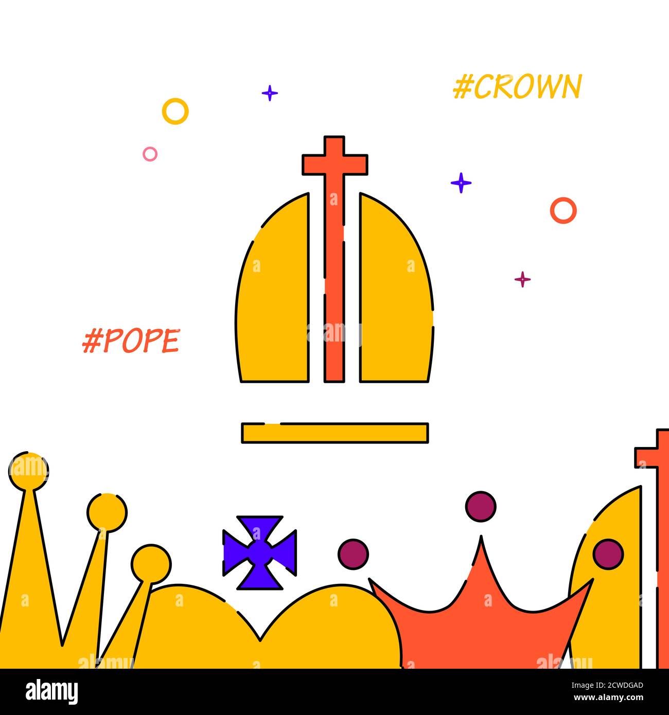 Pope crown filled line vector icon, simple illustration, royal crown ...