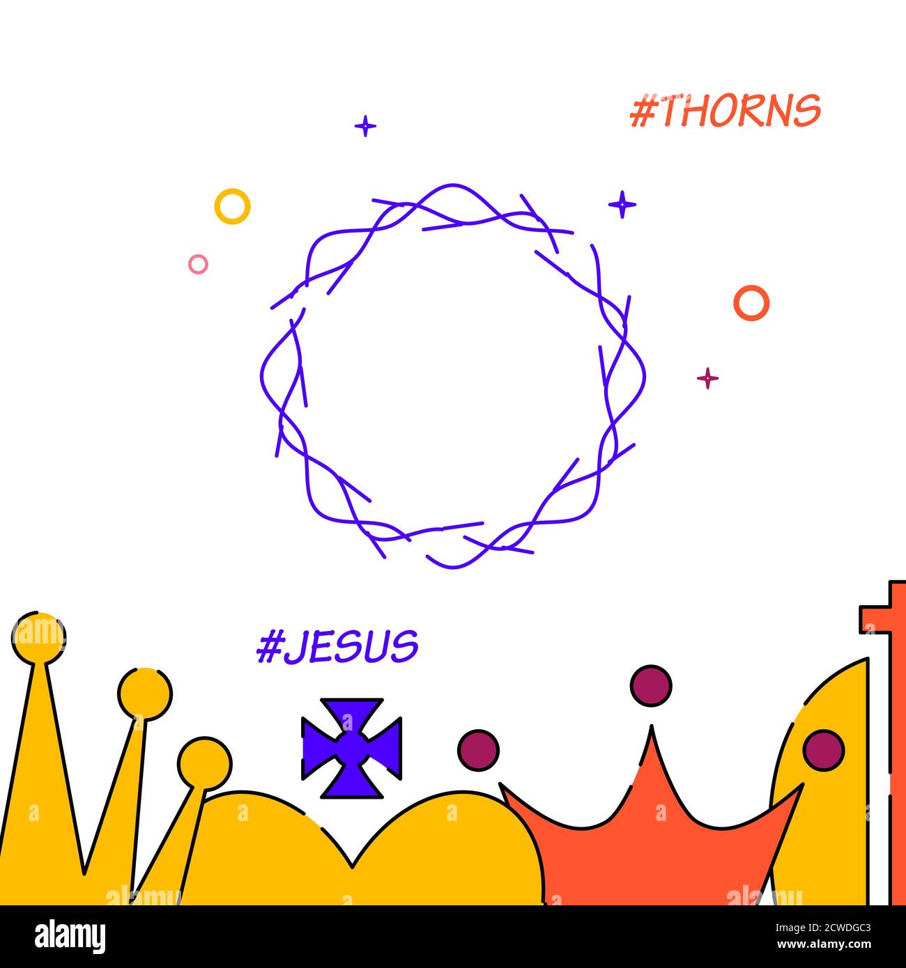 Crown of thorns filled line vector icon, simple illustration, royal ...