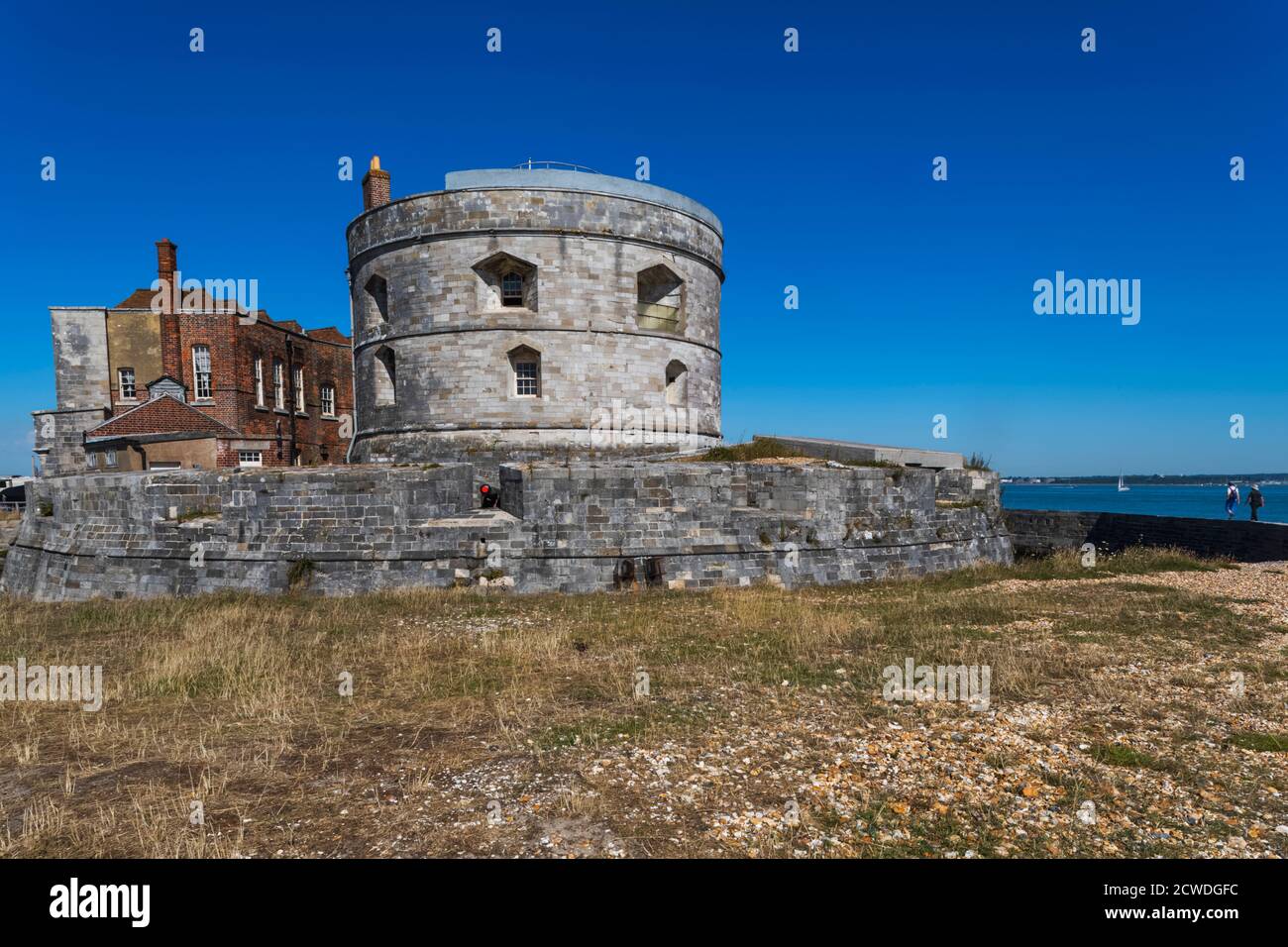 England, Hampshire, New Forest, Calshot, Calshot Beach and Castle Stock ...