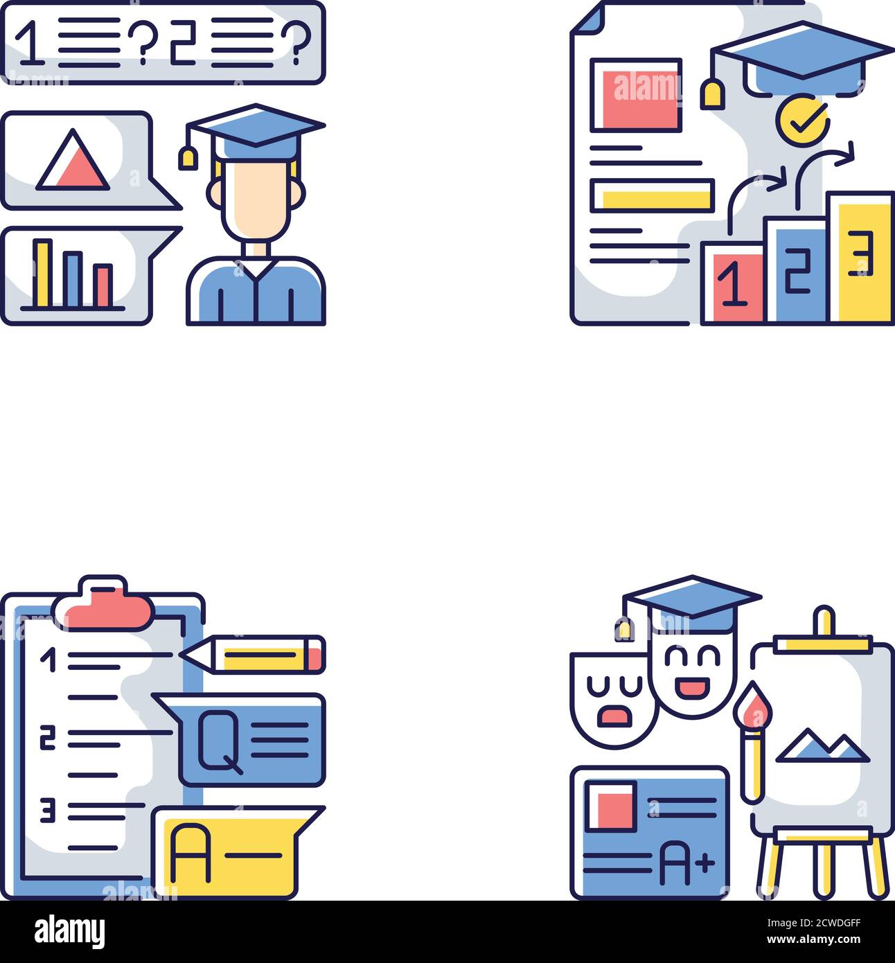 Questioning checklist RGB color icons set Stock Vector Image & Art - Alamy