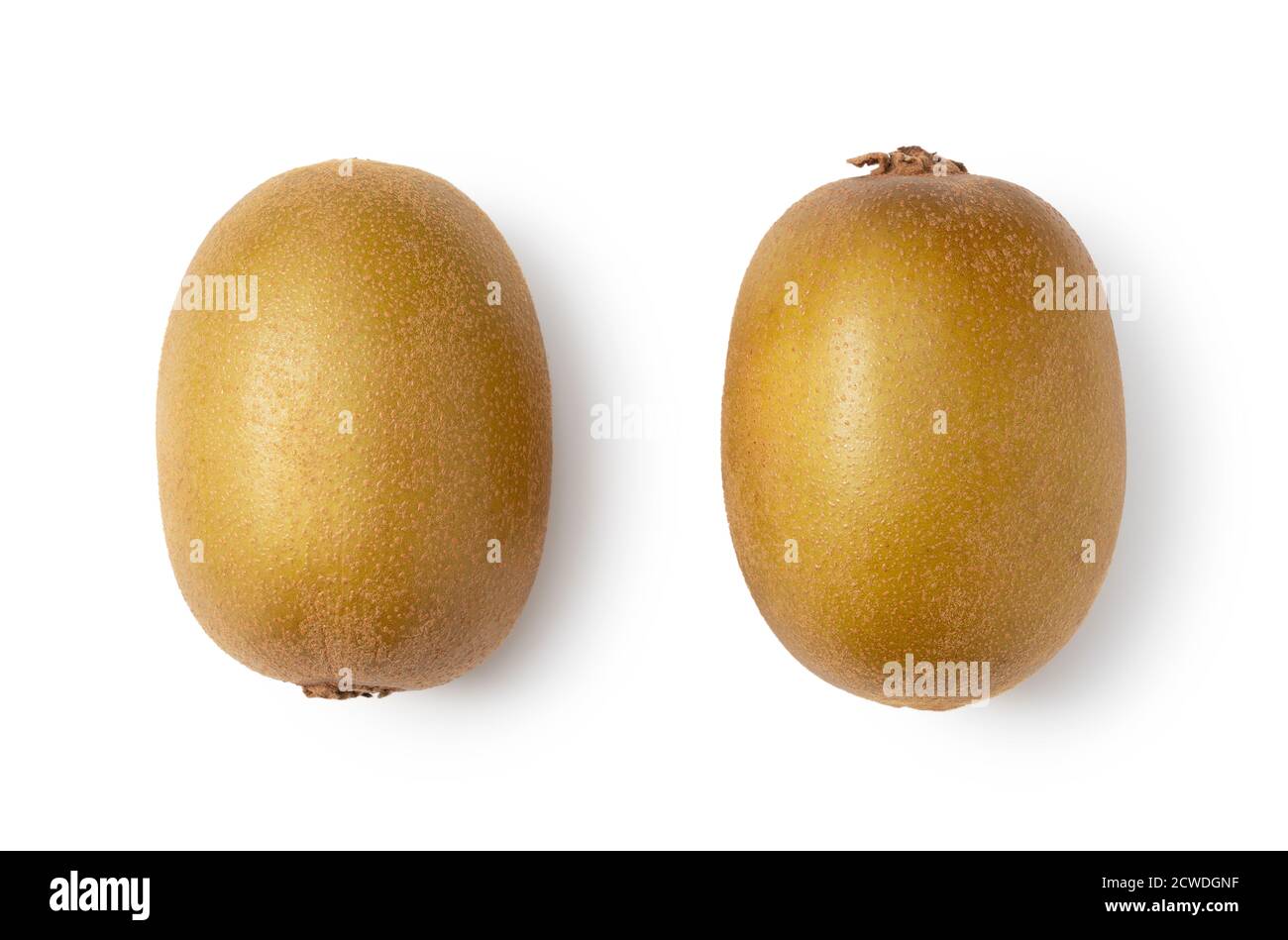 Two golden kiwis on a white background Stock Photo - Alamy