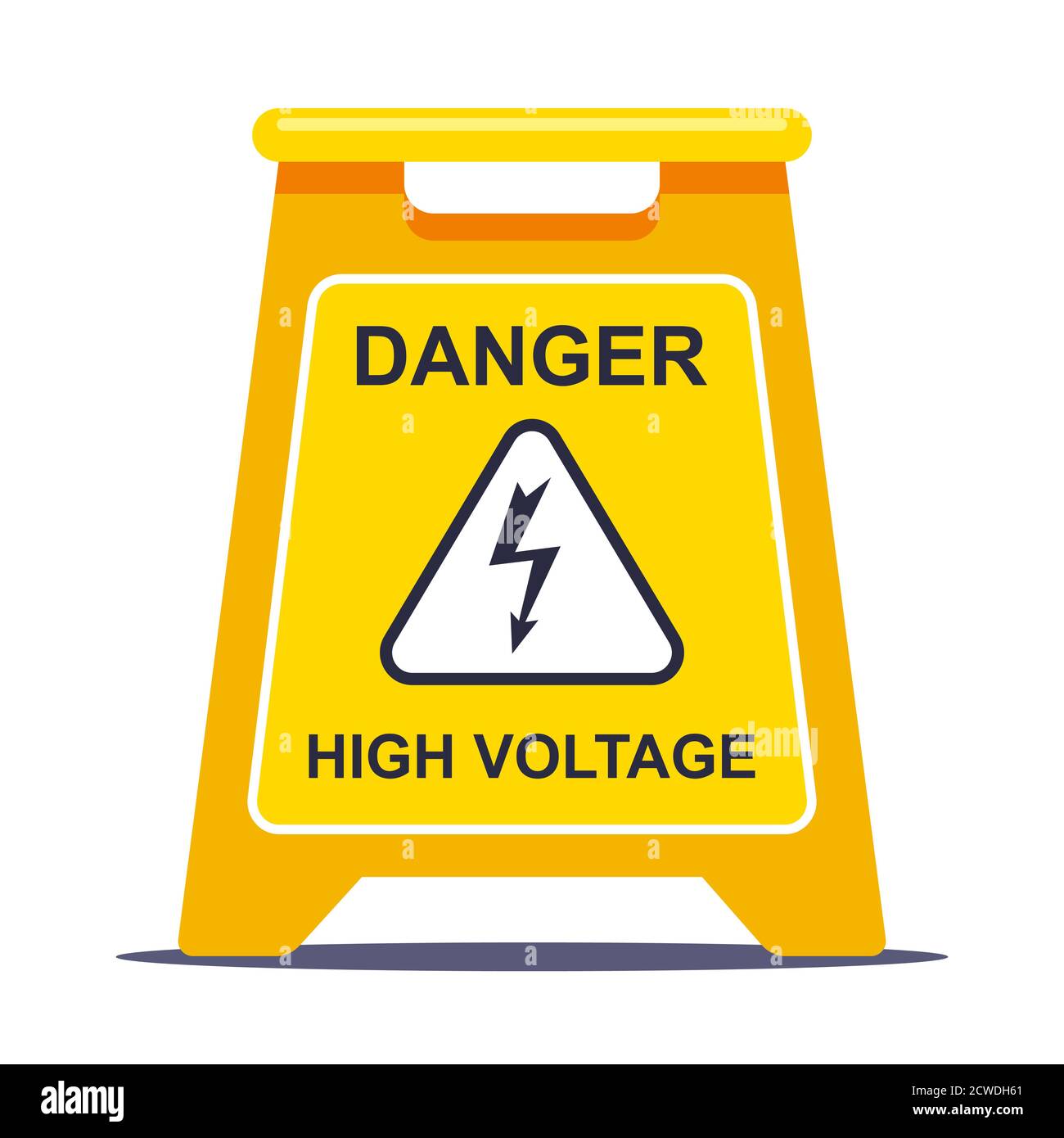 the yellow label limits the area due to high voltage. flat vector ...