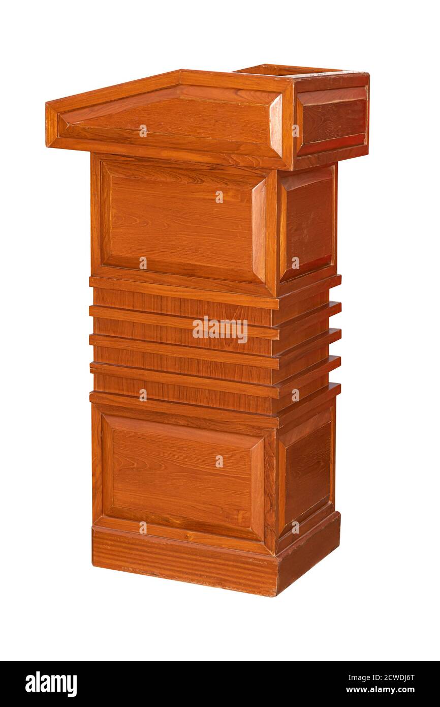 Wooden Podium Tribune Rostrum Stand Isolated on White Background, Work ...