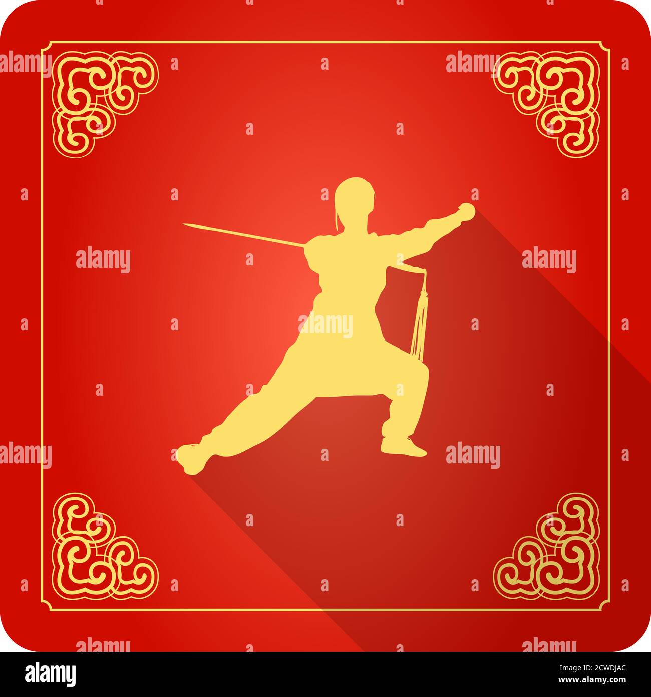 Traditional Chinese Kung Fu Master Icon, Flat Design Stock Vector Image ...