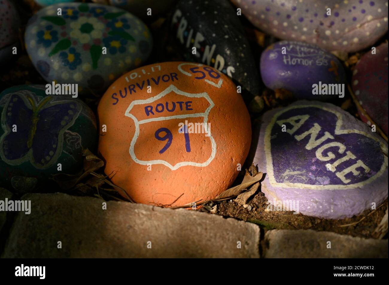 Las Vegas, Nevada, USA. 29th Sep, 2020. Painted stones are displayed at ...