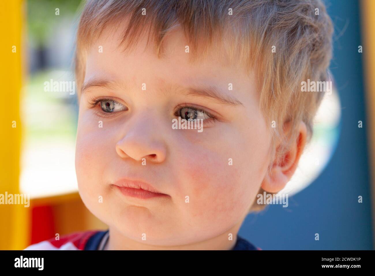 Close-up portrait of a beautiful little boy. cat's eyes Stock Photo - Alamy