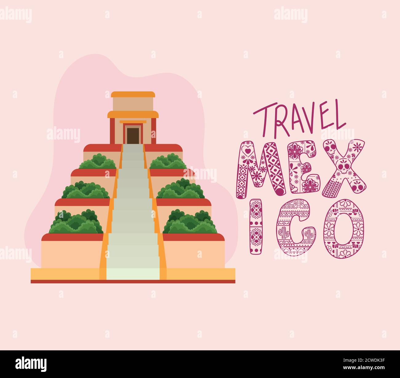 travel mexico culture with pyramid vector design Stock Vector Image ...