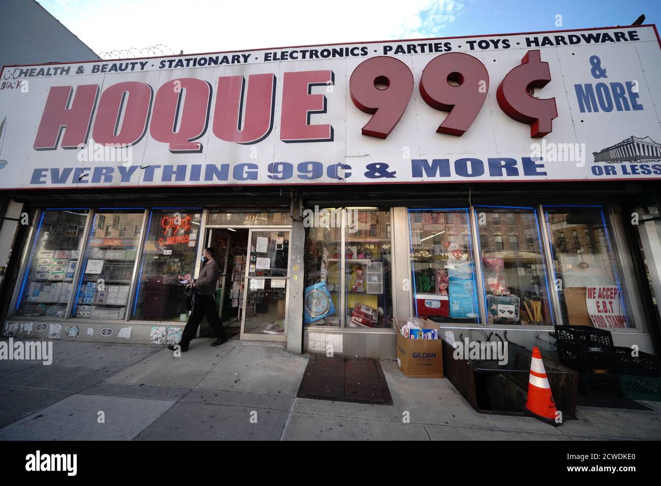 Hoque 99C open general merchandise store sign in Brooklyn Stock Photo ...