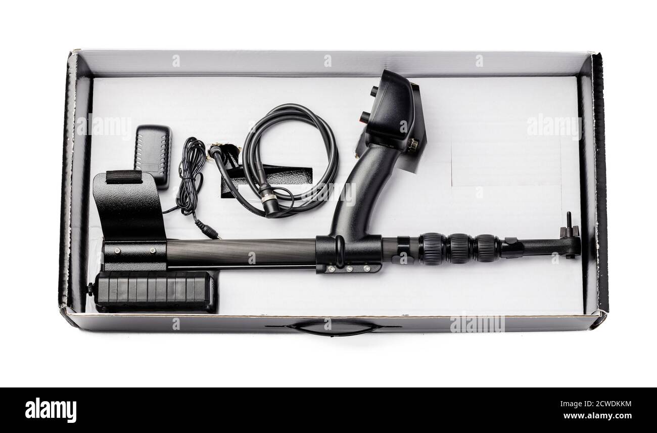 Metal detector parts isolated on white background Stock Photo - Alamy