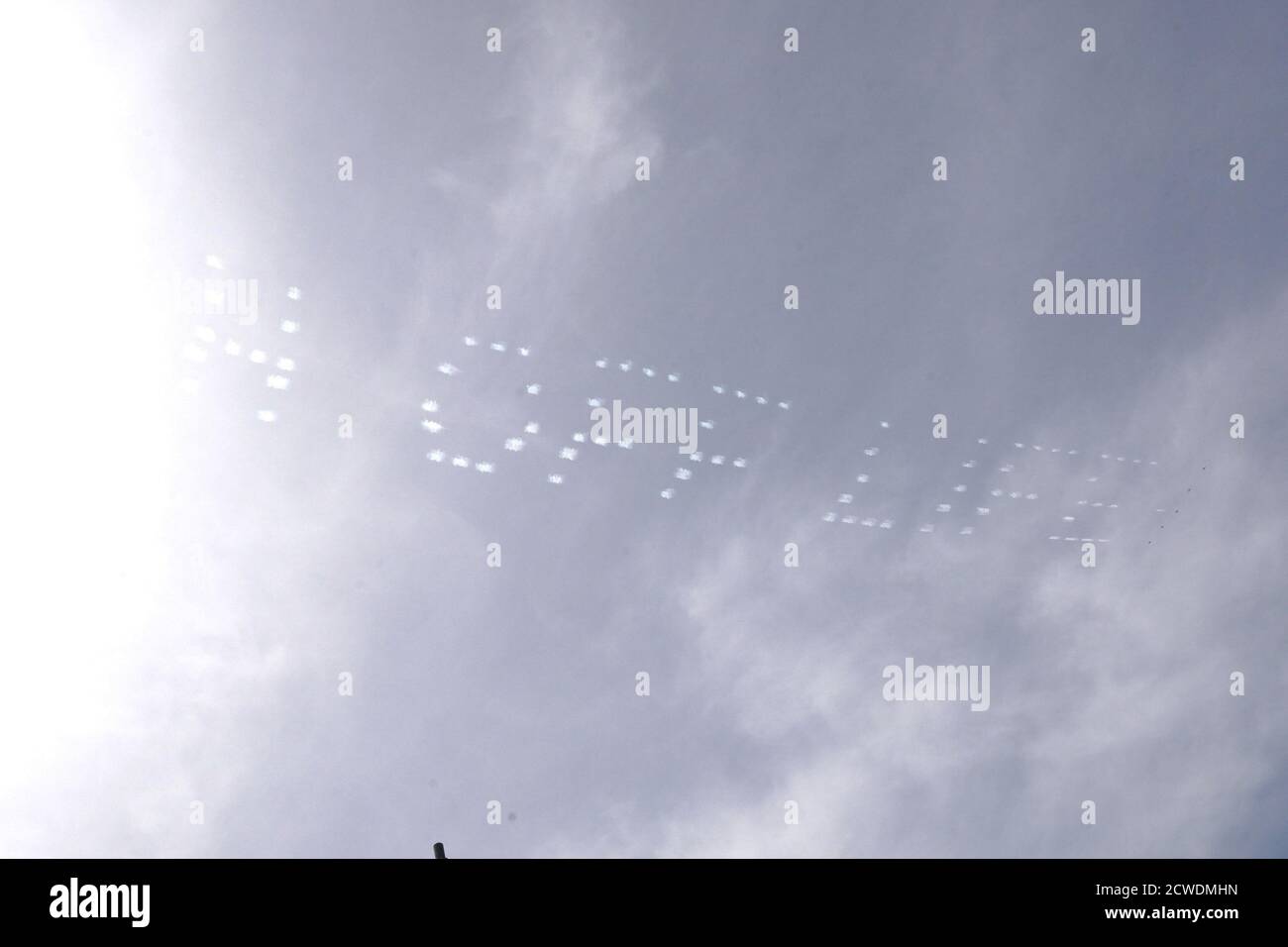 New York, USA. 16th May, 2020. Plane message "High Off Life"" seen from ...