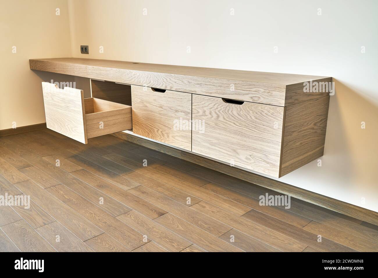 Modern furniture. Wall mounted wooden dressing table wiht drawers in ...