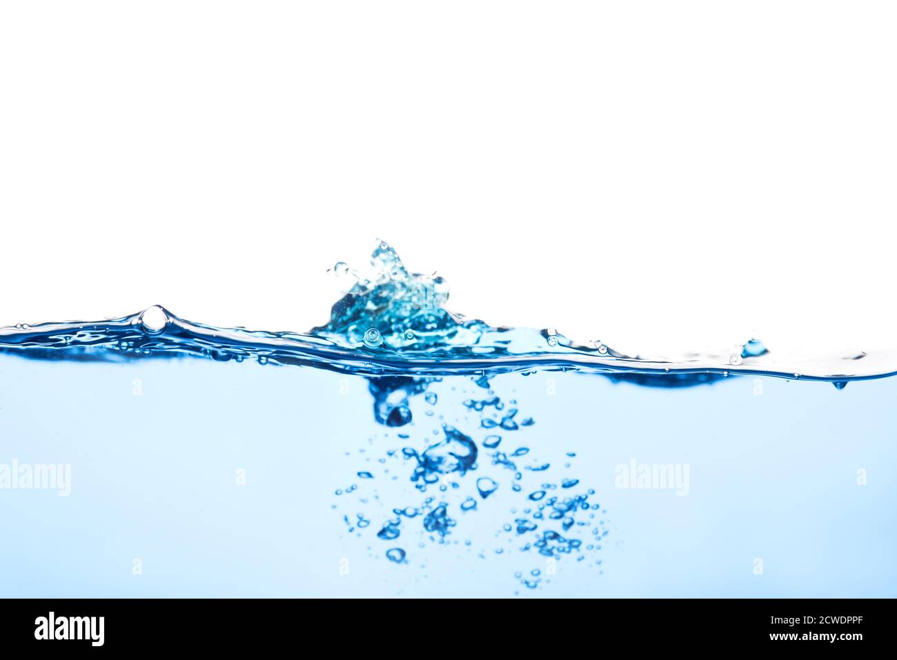 Light blue water wave with air bubbles and a little bit splashed ...