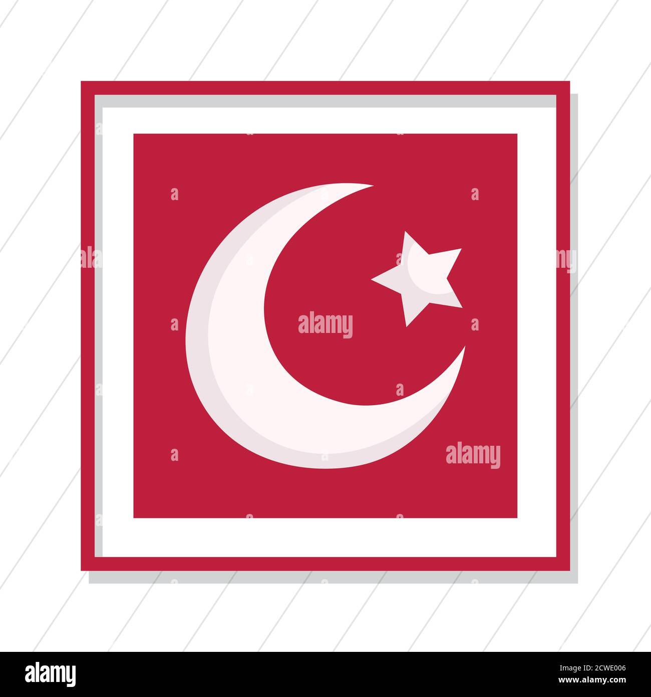 turkey republic day, square flag patriotism emblem on white lines ...