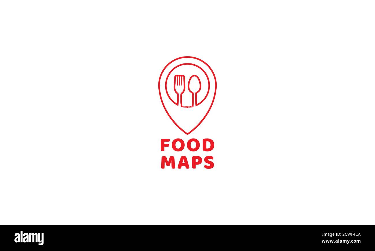 pin maps location with fork and spoon food or restaurant logo icon ...