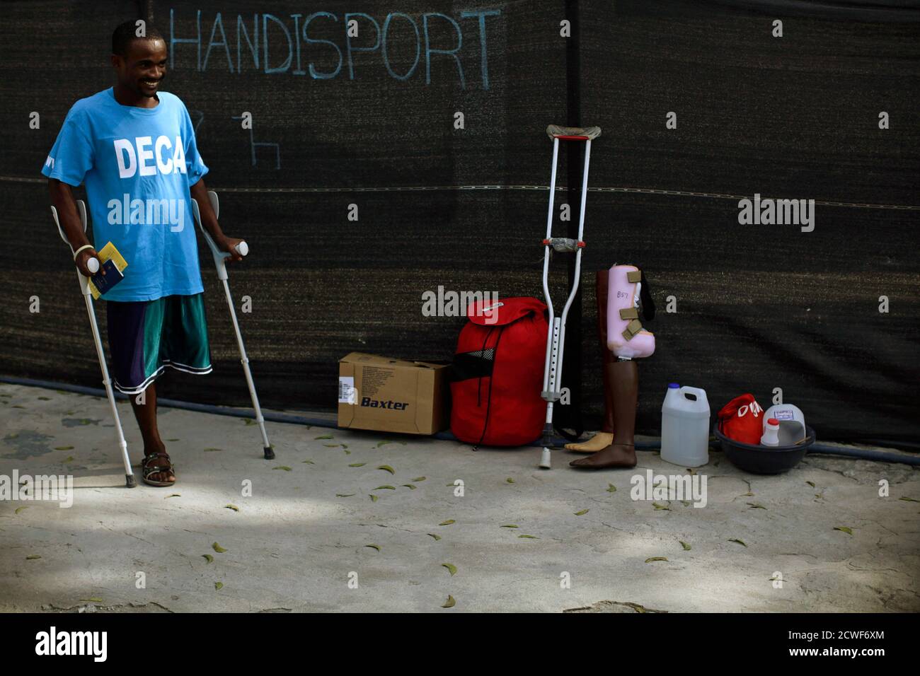 Crutches victim hi-res stock photography and images - Alamy
