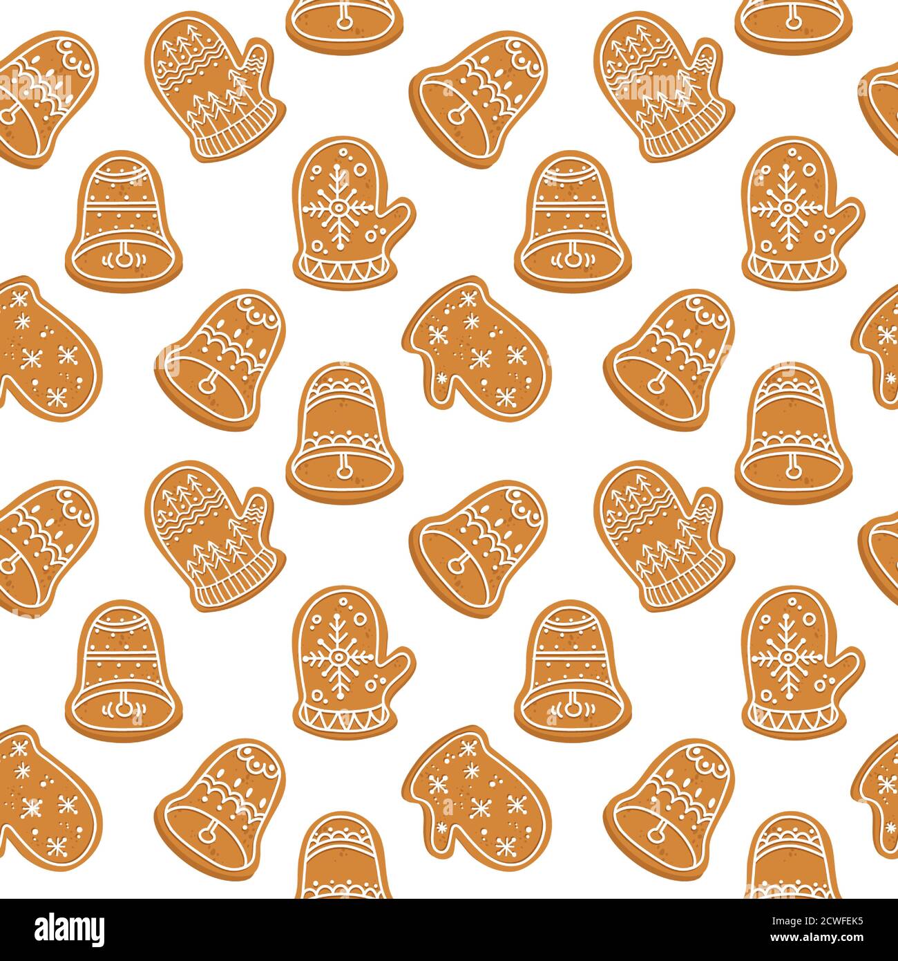 Vector christmas ginger cookies, gingerbread seamless pattern Stock ...