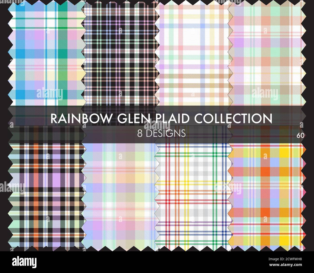 Rainbow Glen Plaid seamless pattern collection includes 8 designs for ...