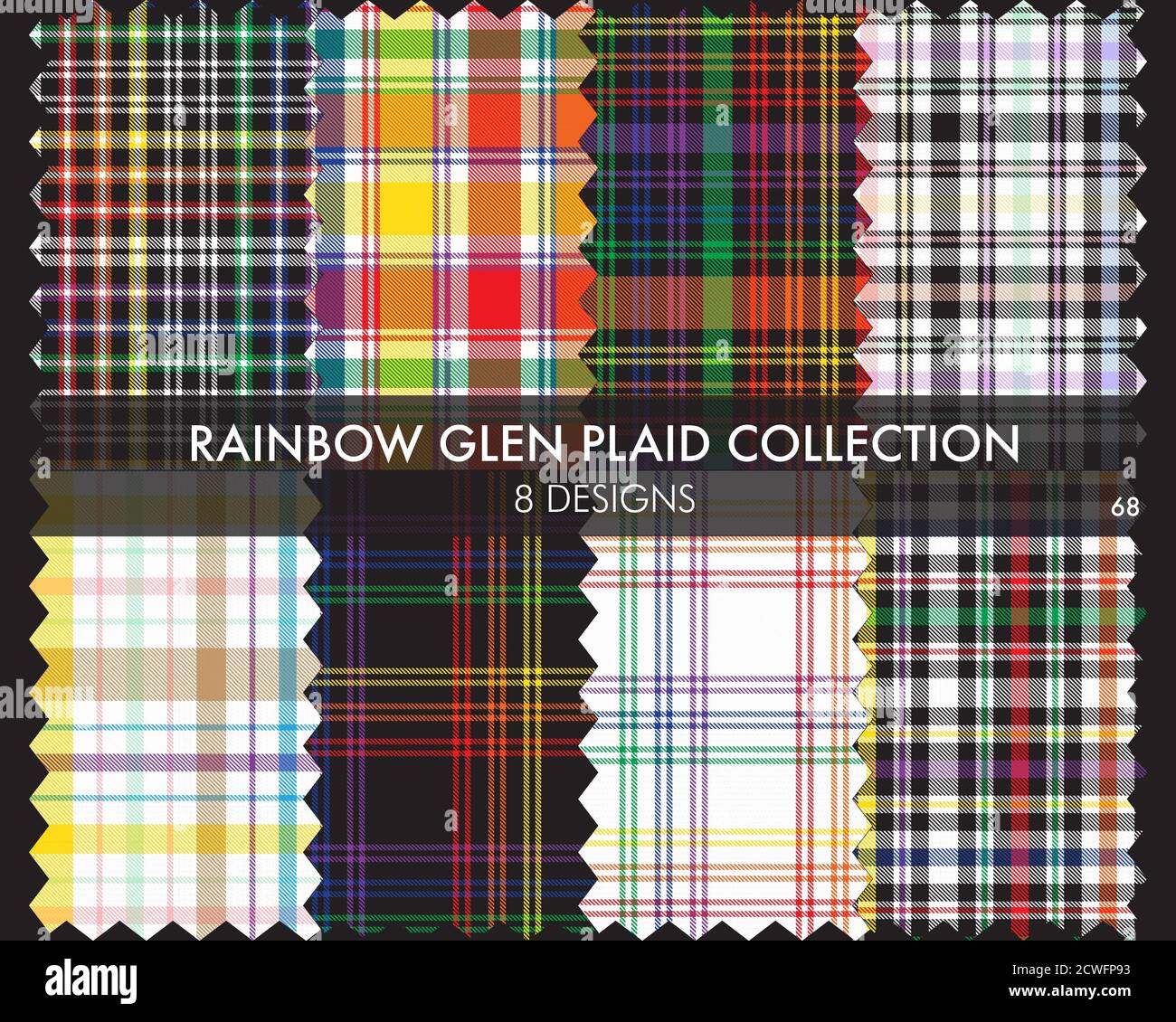 Rainbow Glen Plaid seamless pattern collection includes 8 designs for ...