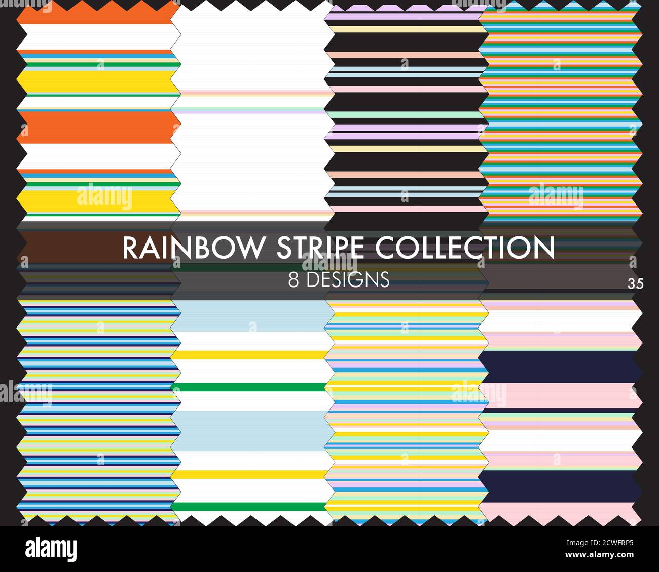 Rainbow striped seamless pattern collection includes 8 design swatches ...