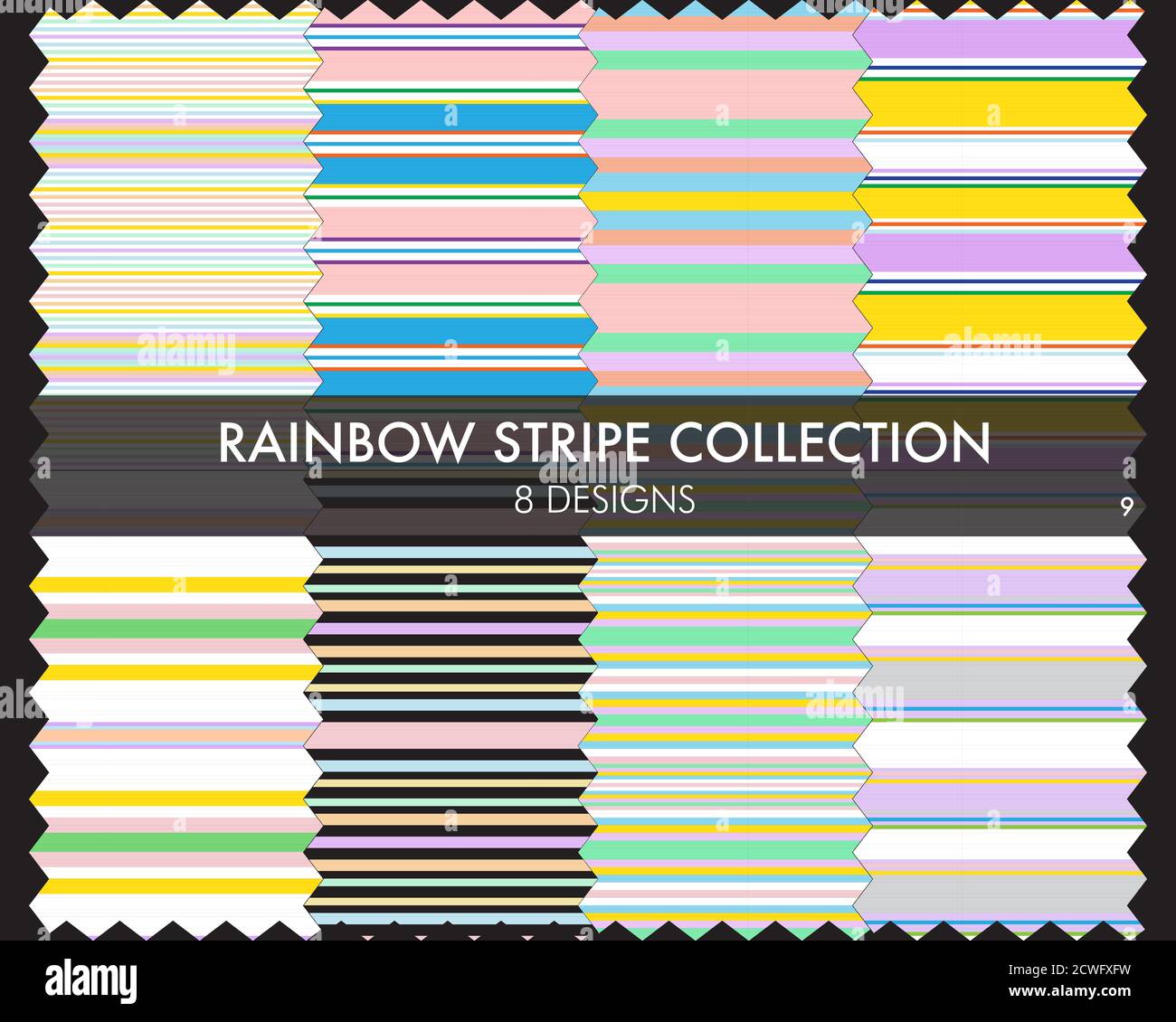 Rainbow striped seamless pattern collection includes 8 design swatches ...