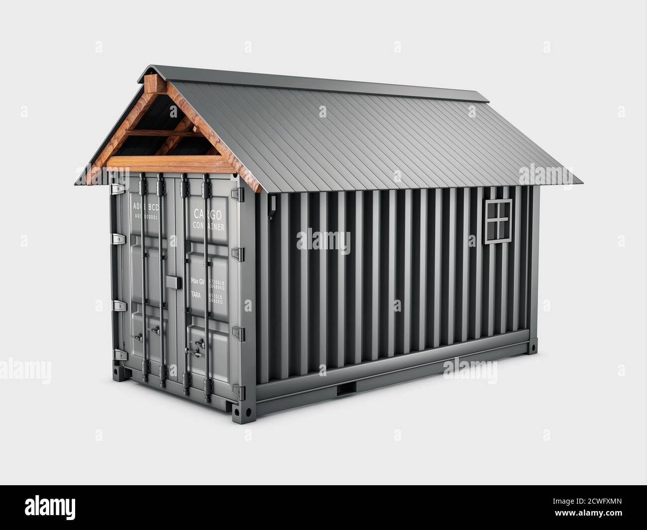 3d Rendering of Converted old shipping container into storage, clipping ...