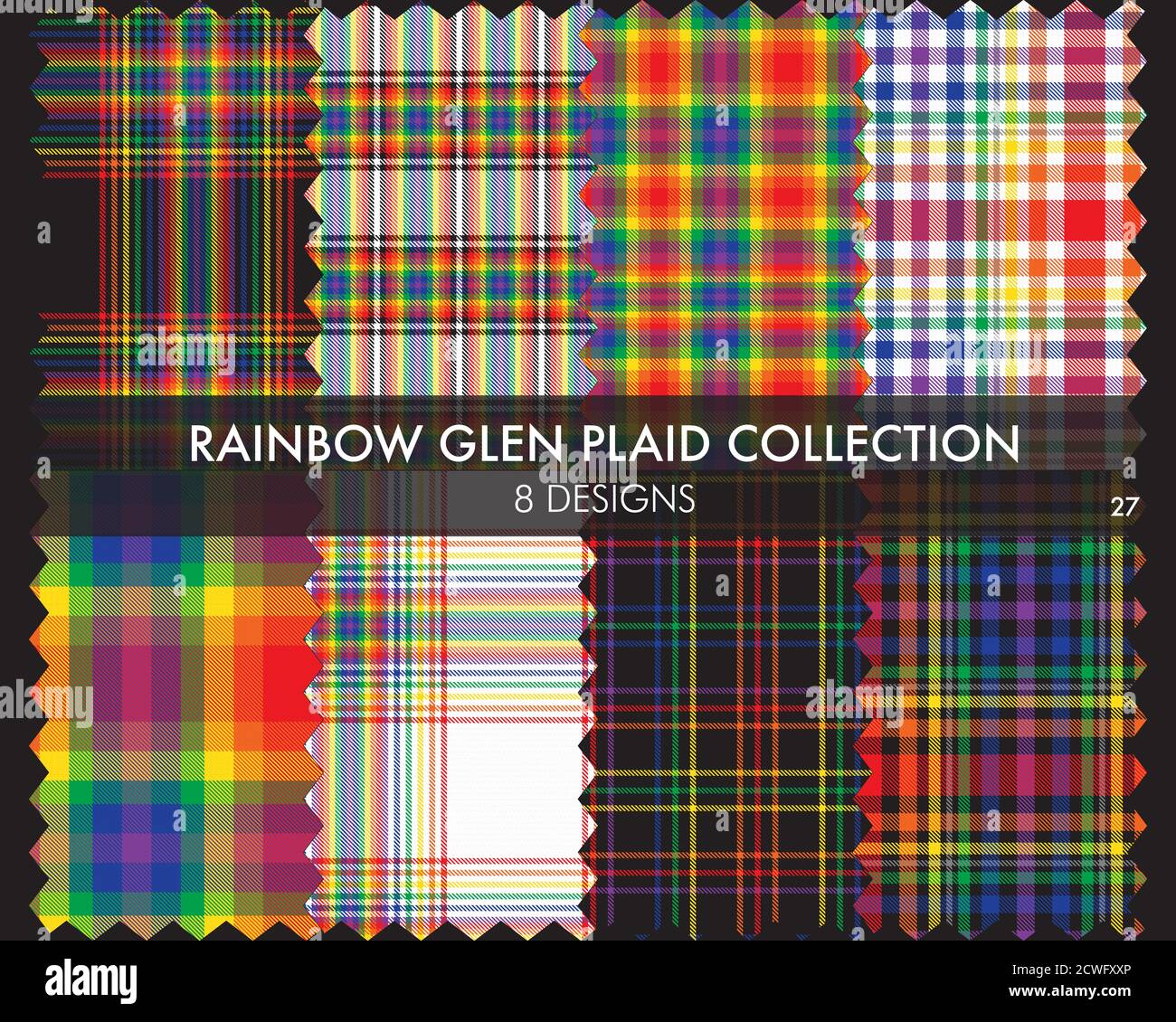 Rainbow Glen Plaid seamless pattern collection includes 8 designs for ...