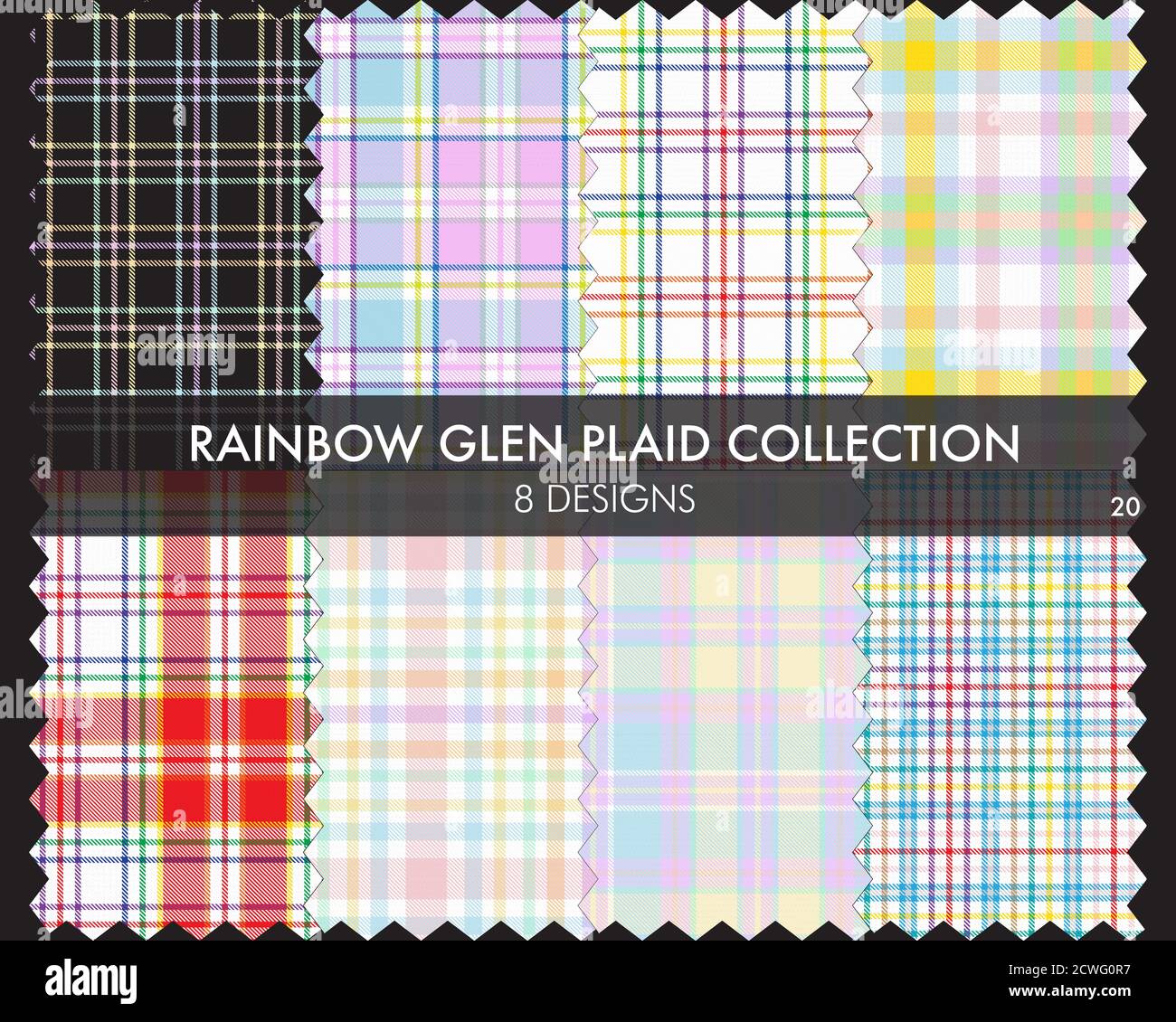 Rainbow Glen Plaid seamless pattern collection includes 8 designs for ...