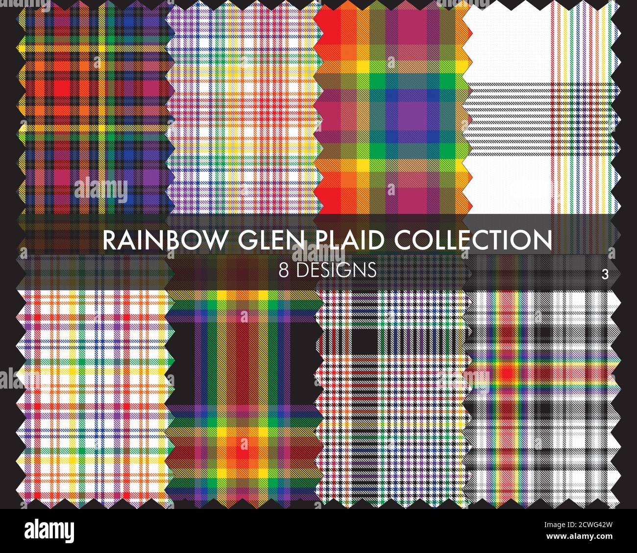 Rainbow Glen Plaid seamless pattern collection includes 8 designs for ...