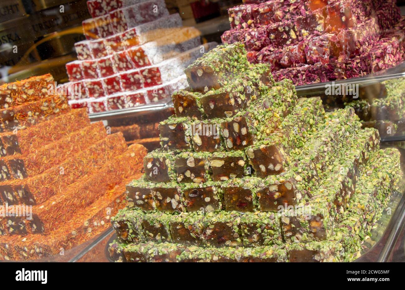Traditional Turkish Delight, Sugar coated soft candy Stock Photo - Alamy
