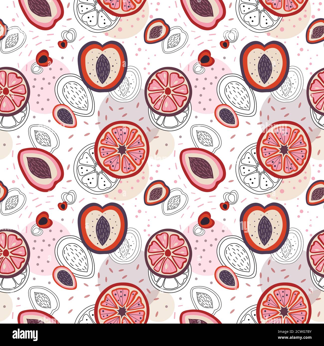 Half Cut Fruit Slices Pattern in Cartoon Stock Vector Image & Art - Alamy