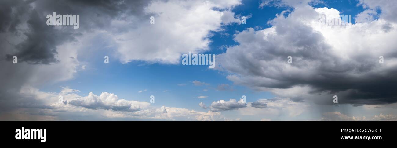 White cumulus clouds in blue sky panoramic high resolution background Stock Photo - Alamy