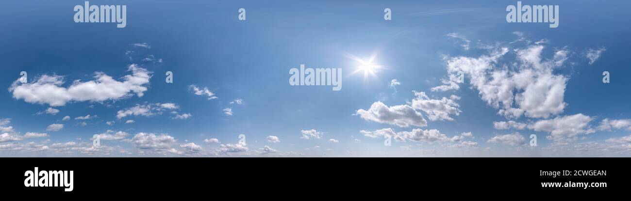 Seamless clear blue sky hdri panorama 360 degrees angle view with ...
