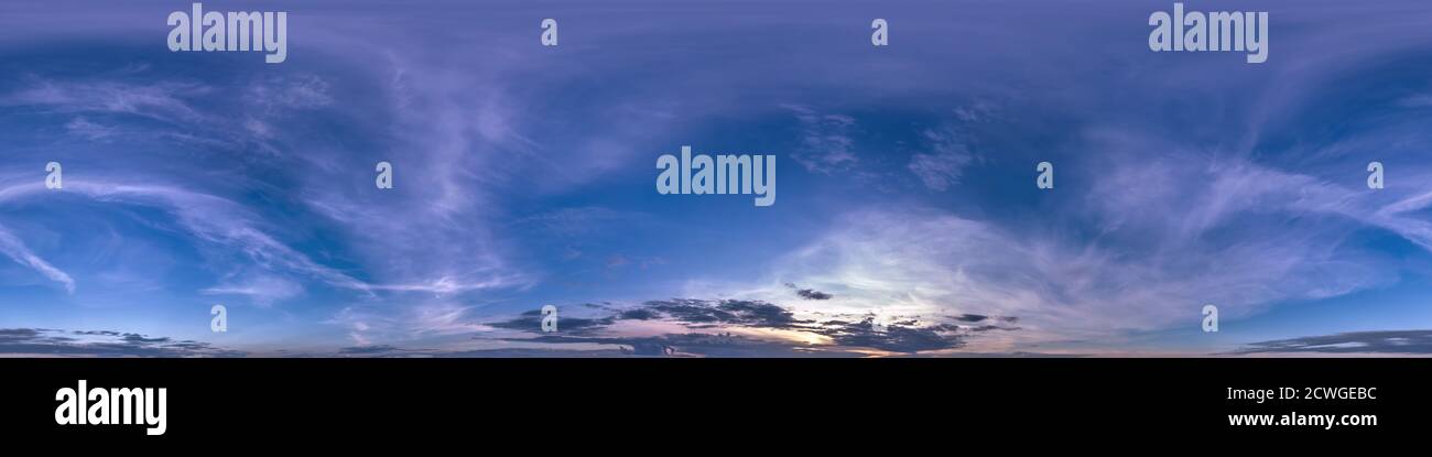 Seamless evening blue sky hdri panorama 360 degrees angle view with ...