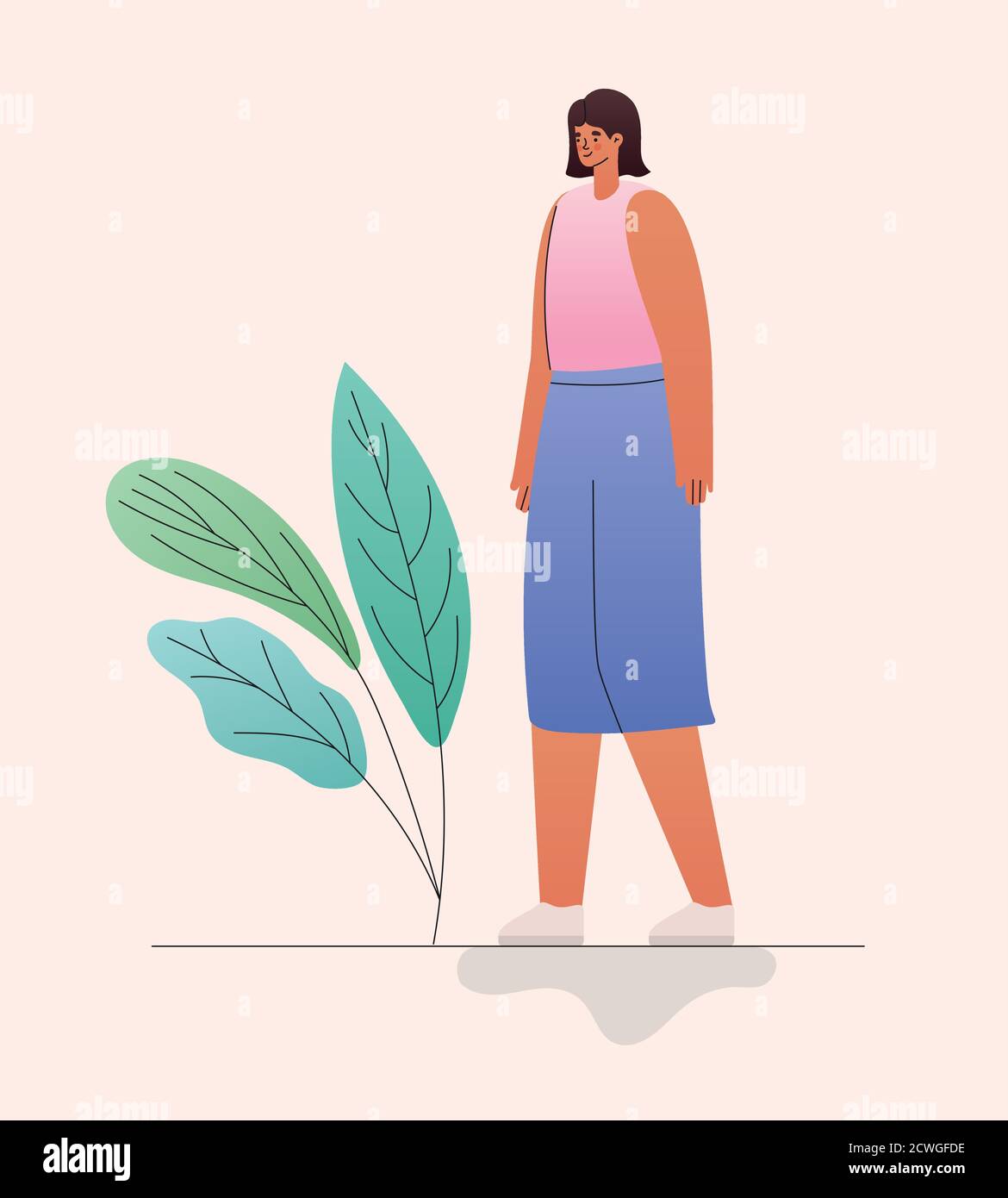 woman cartoon with leaves vector design Stock Vector Image & Art - Alamy