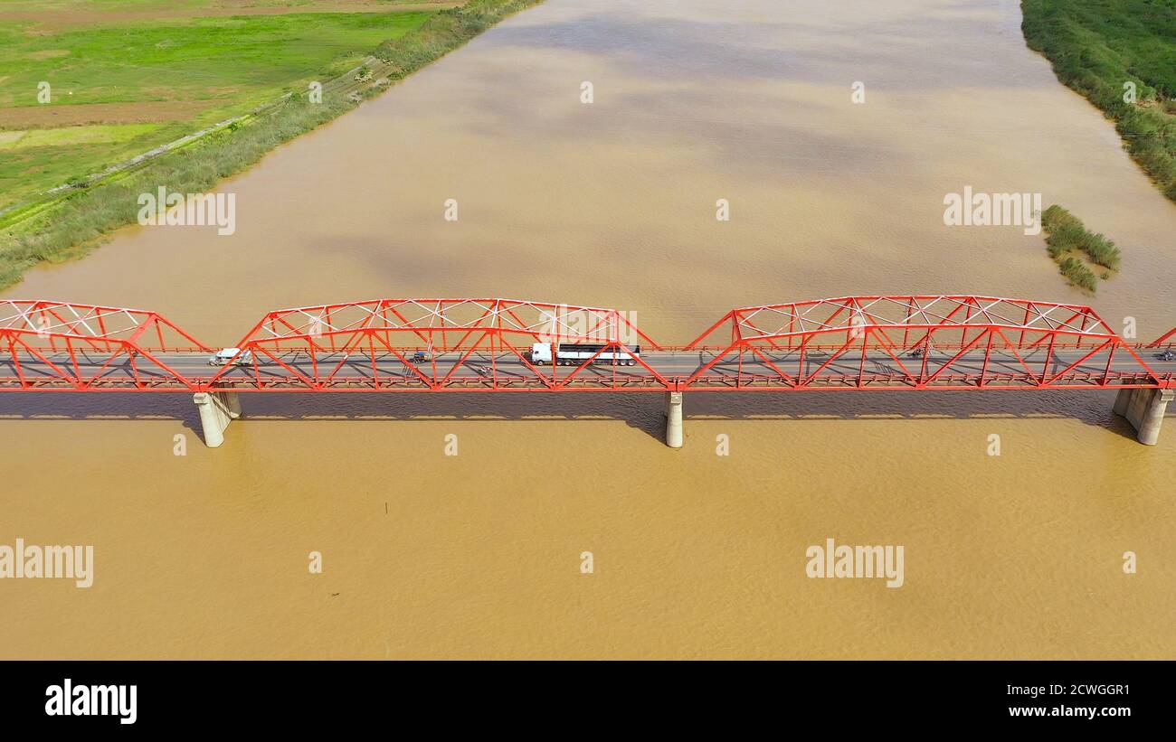 Bridge over the Cagayan River, Philippines, aerial view. Road bridge ...