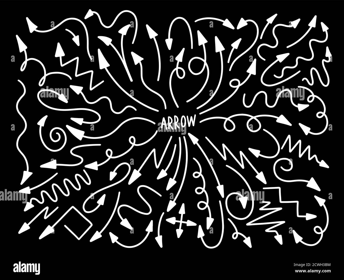 Arrow collection hand drawn style. Drawing line element design Stock ...